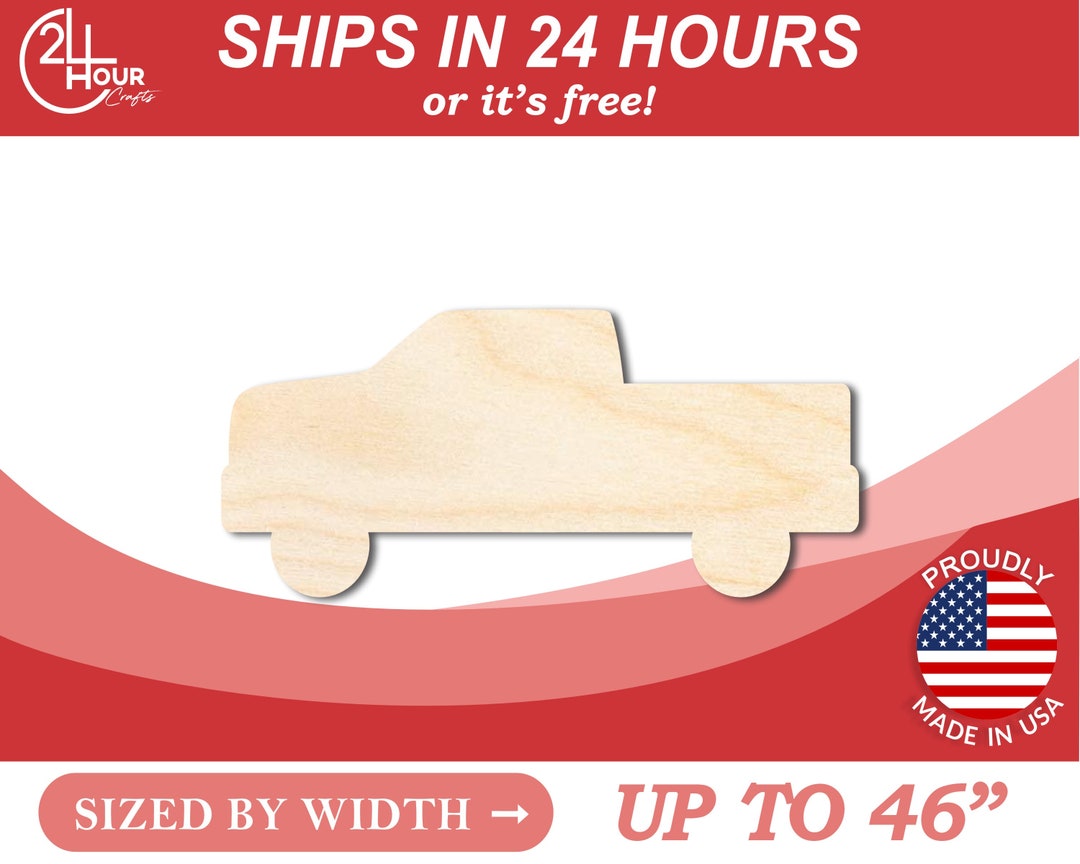 Unfinished Wooden Pickup Truck Shape - Craft - From 1" up to 46" DIY - Etsy