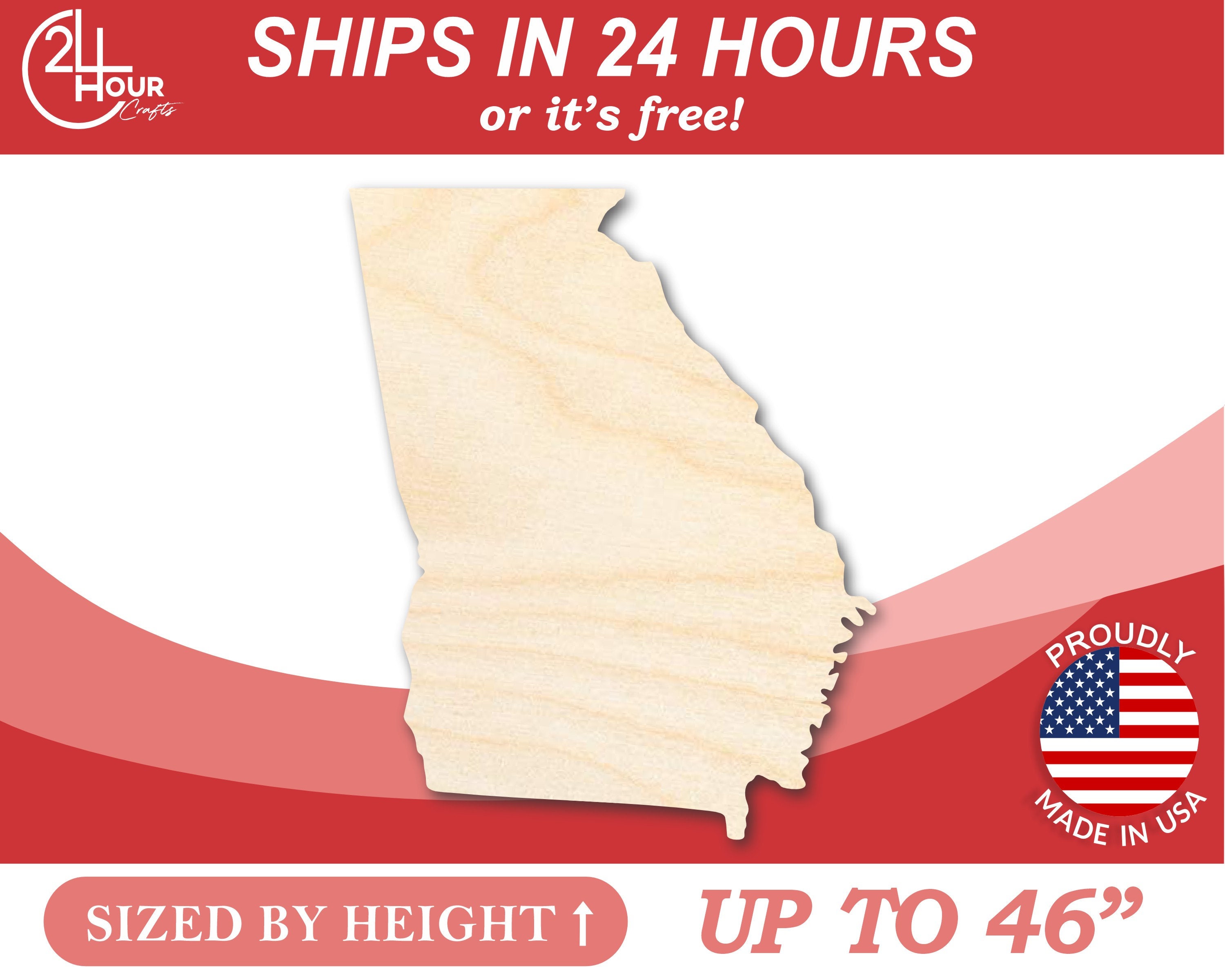 Unfinished Wooden Georgia Shape State Craft up to - Etsy