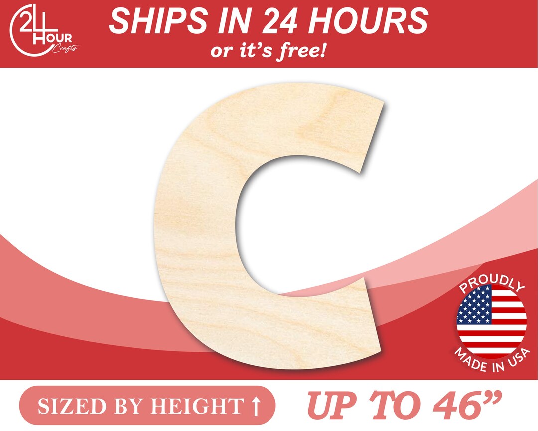 Unfinished Wooden Block Letter C - Craft - From 1" up to 46" DIY - Etsy