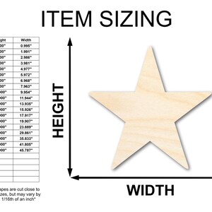 Unfinished Wooden Star Shape - Craft - From 1" up to 46" DIY - Etsy