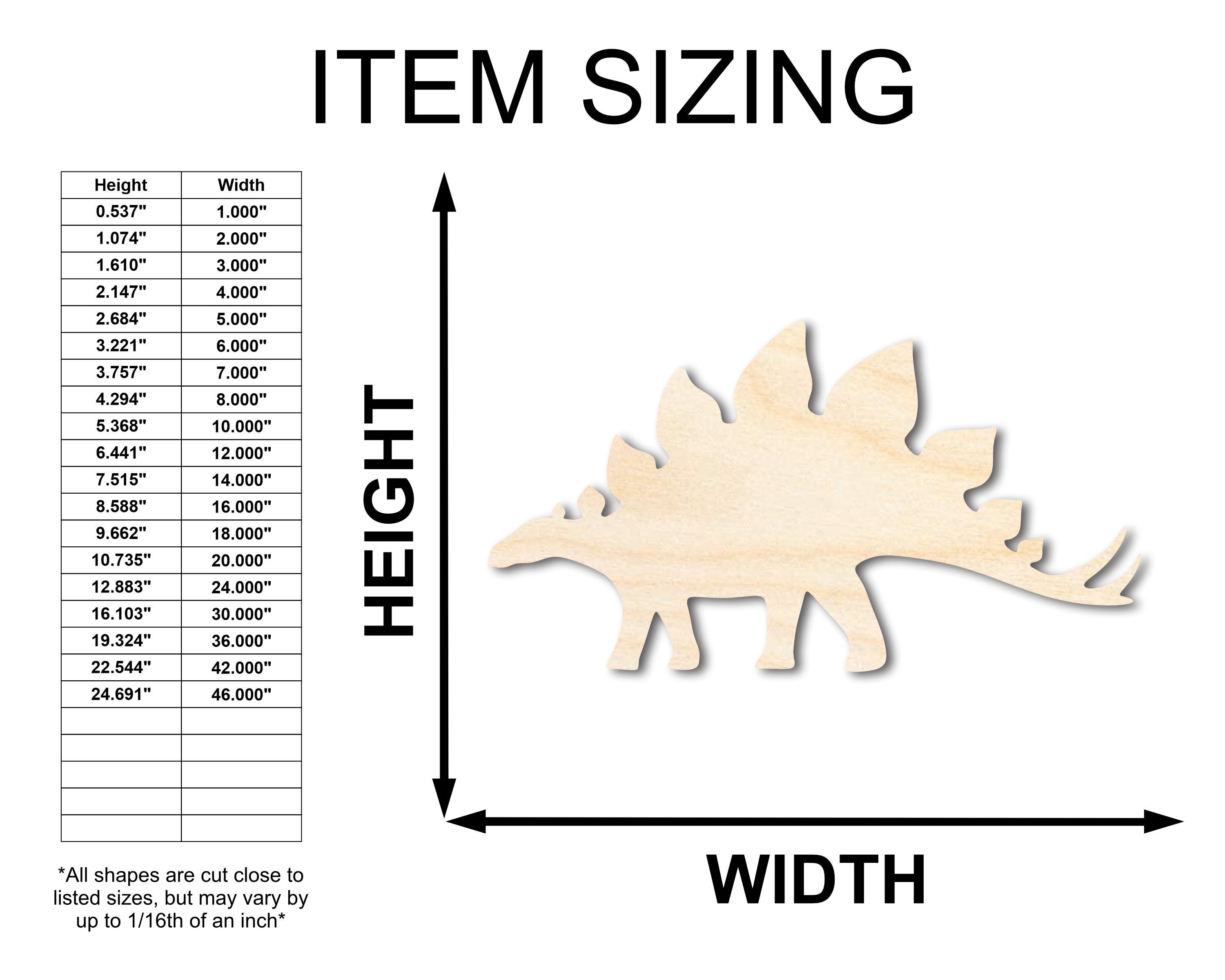 Unfinished Wooden Stegosaurus Shape - Dinosaur - Craft - From 1" up to ...