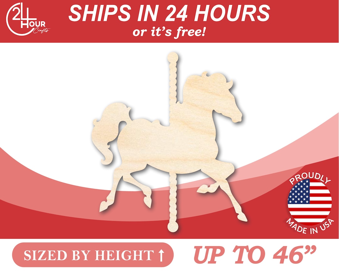 Unfinished Wood Carousel Horse Shape | Amusement Park | Craft Cutout ...