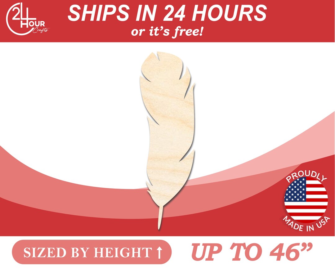 Unfinished Wooden Large Feather Shape - Craft - From 1" up to 46" DIY ...