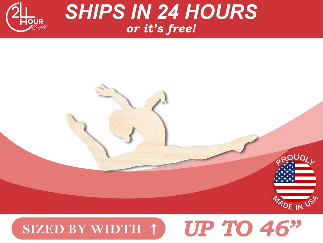 Unfinished Wood Gymnast Leap Shape | DIY Craft Cutout | up to 46" DIY ...