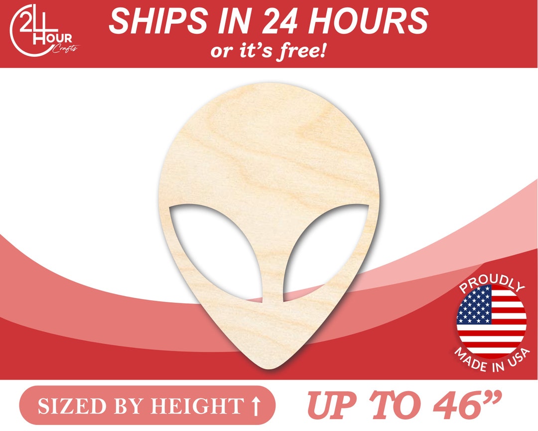 Unfinished Wooden Alien Head - Outer Space - Craft - From 1" up to 46 ...
