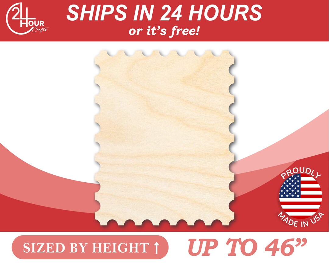 Unfinished Wooden Postage Stamp Shape - Craft - From 1" up to 46" DIY ...
