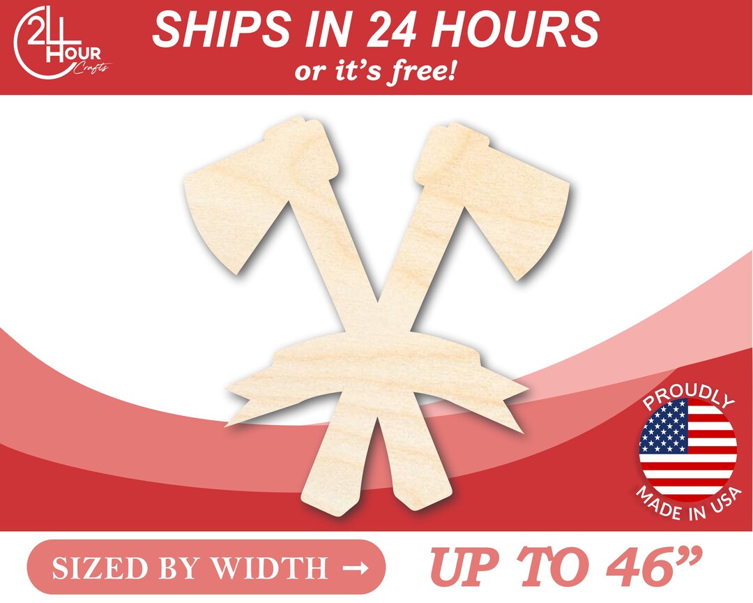 Unfinished Wood Bannered Axes Shape | Craft Cutout | From 1" up to 46 ...