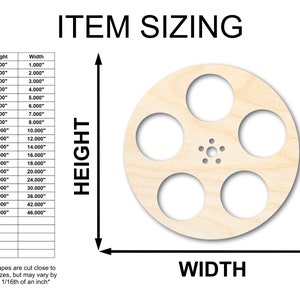 Unfinished Wood Film Reel Shape | Craft Cutout | From 1" up to 46" DIY ...