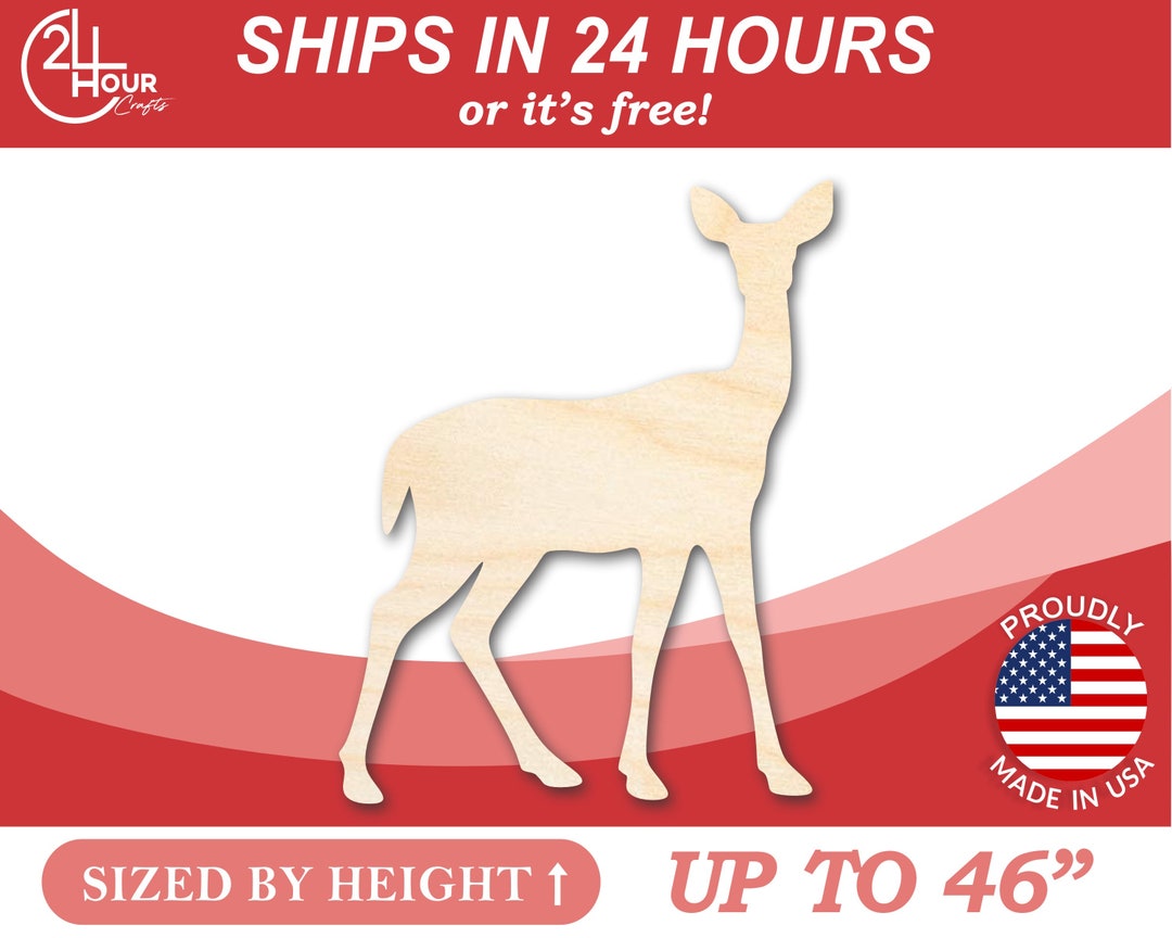 Unfinished Wooden Deer Shape - Animal - Craft - From 1" up to 46" DIY ...
