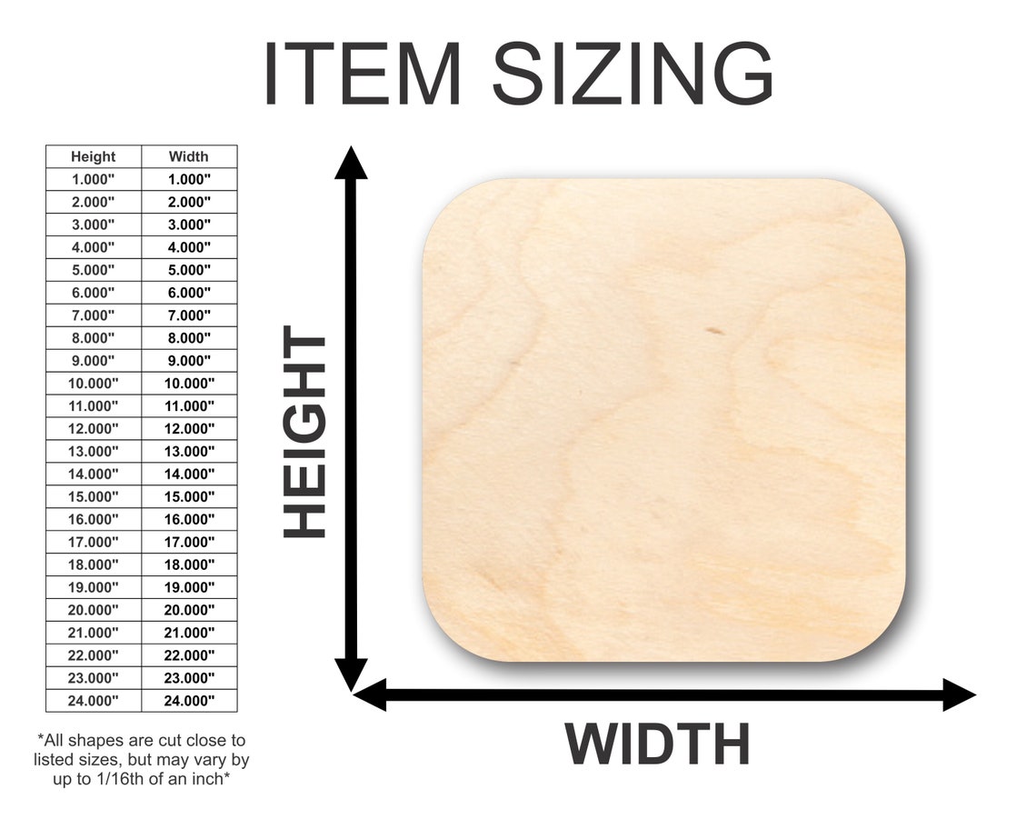 Unfinished Wooden Rounded Square Shape - Custom Tags - Craft - From 1 ...