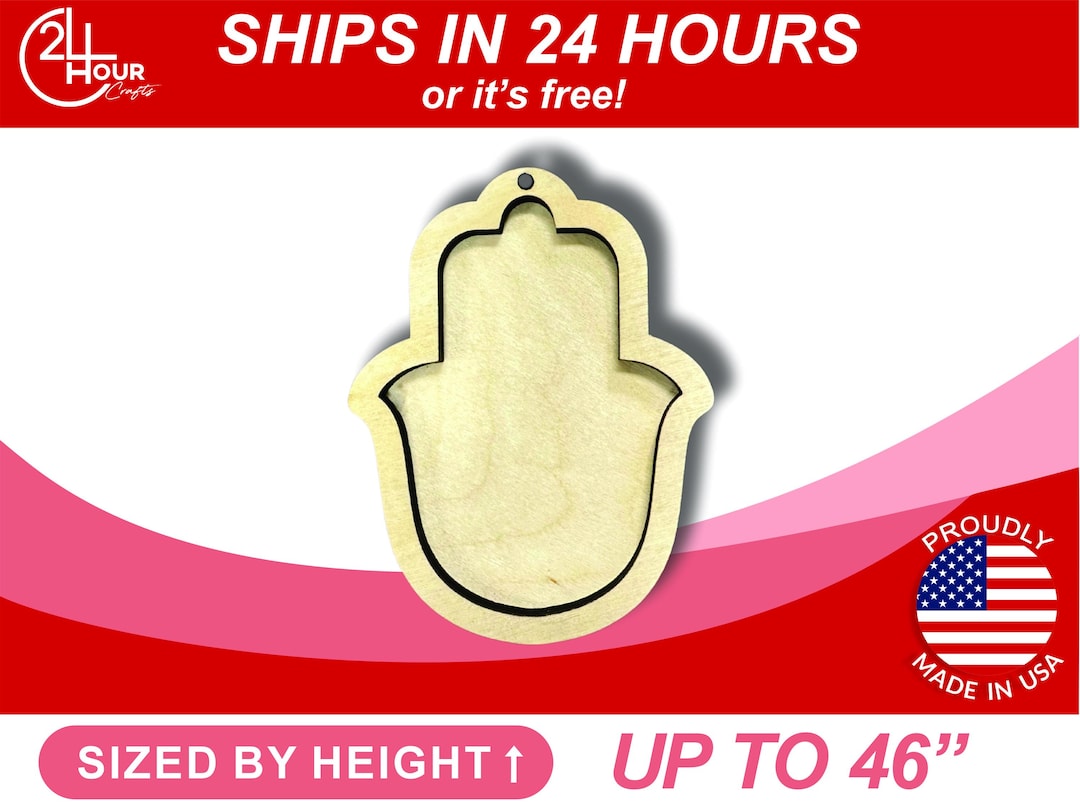 Unfinished Wood 2 Layer Hamsa Shadowbox Shape | DIY Craft Cutout | up ...