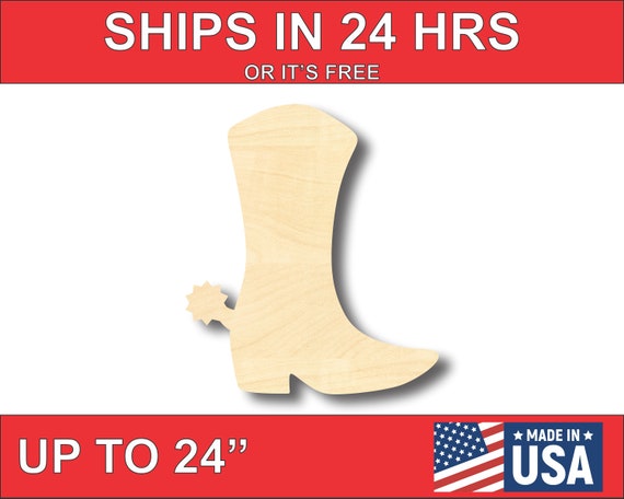 Unfinished Wooden Cowboy Boot Shape Western Craft up to - Etsy