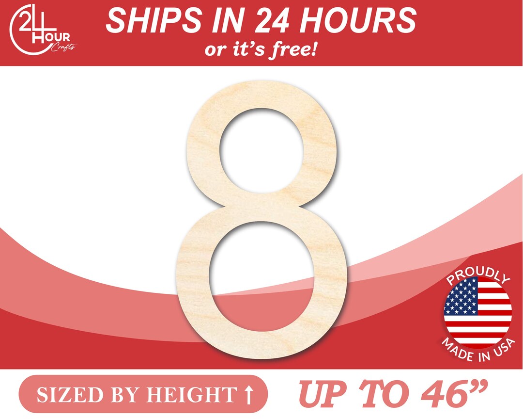 Unfinished Wooden Arial Number 8 Shape - Craft - From 1" up to 46" DIY ...