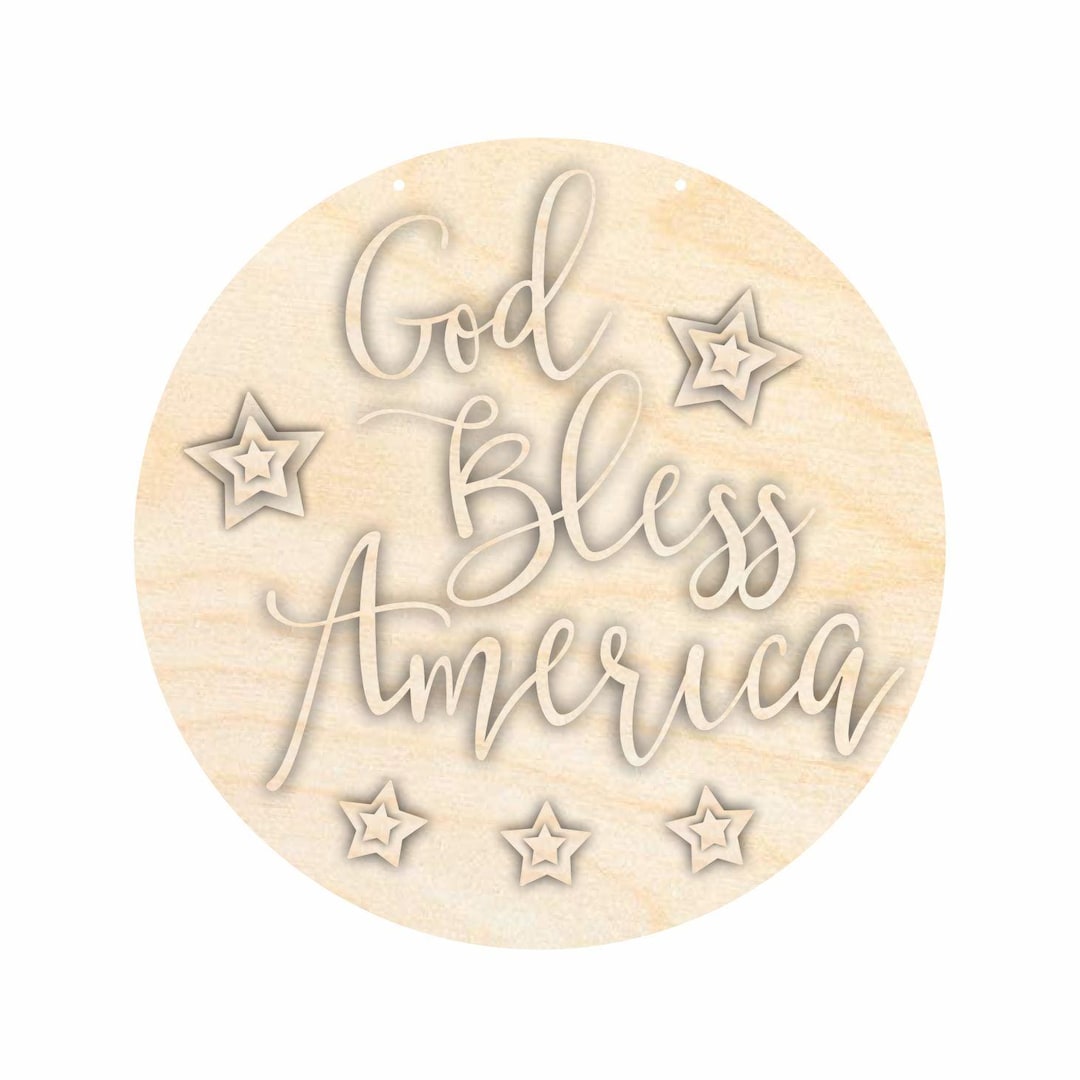 Unfinished Wood God Bless America Door Sign Kit | Wood Craft Cutouts ...