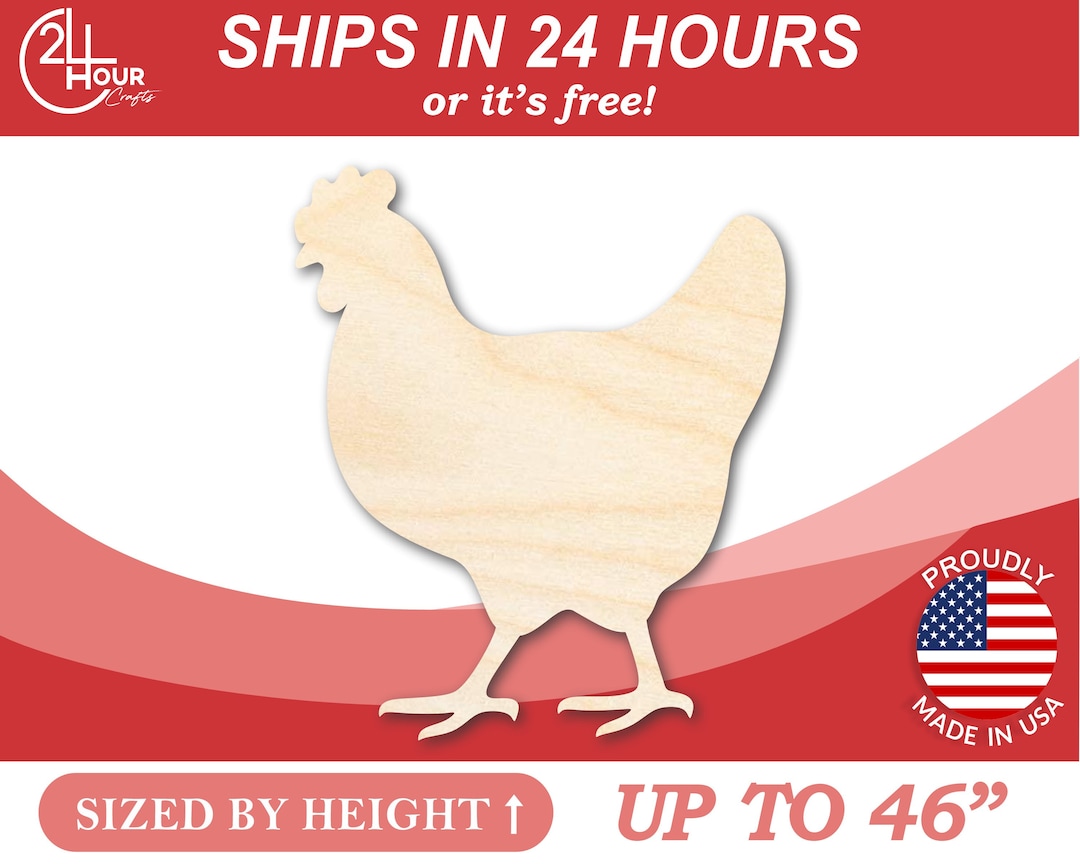 Unfinished Wooden Hen Chicken Shape - Farm Animal - Craft - From 1" up ...