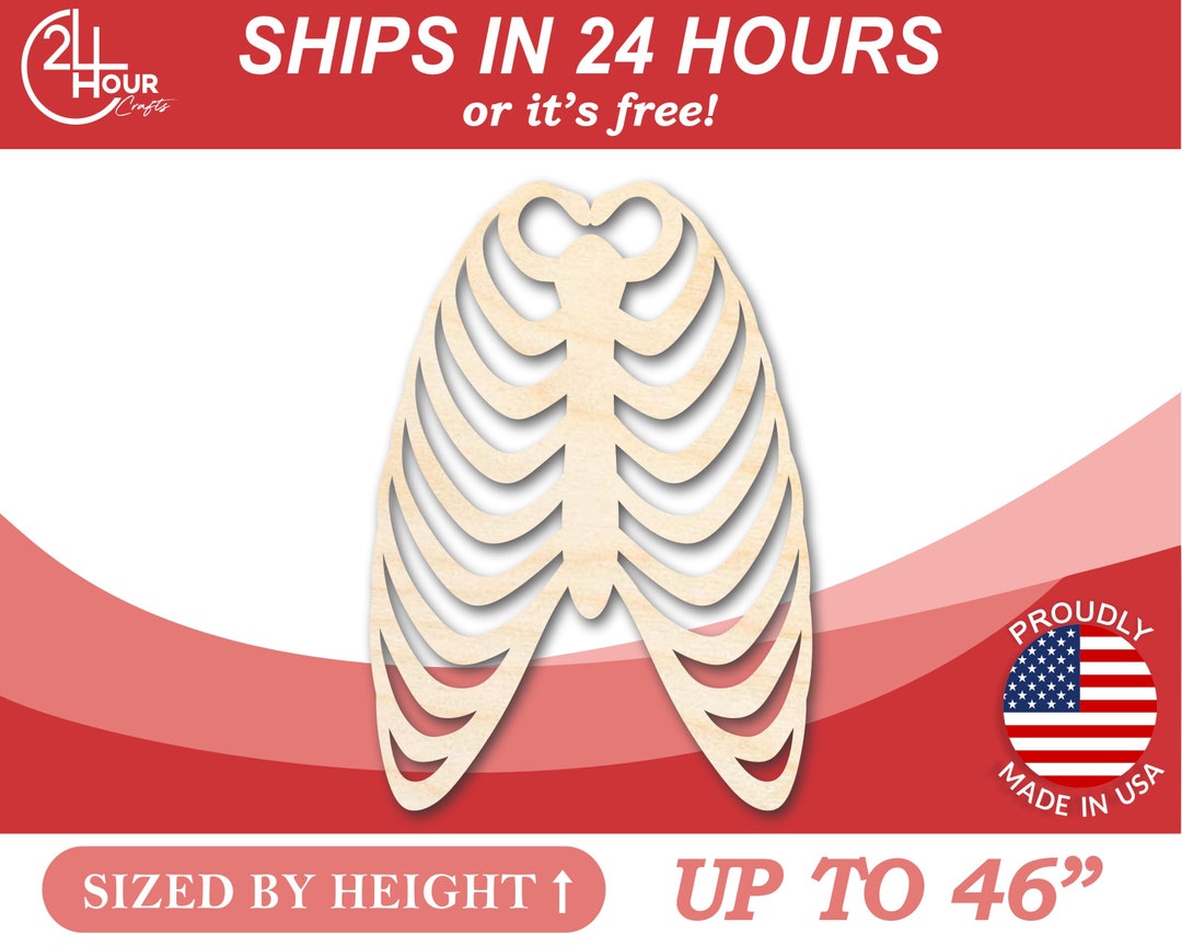 Unfinished Wooden Skeleton Rib Cage Shape - Craft - From 1" up to 46 ...