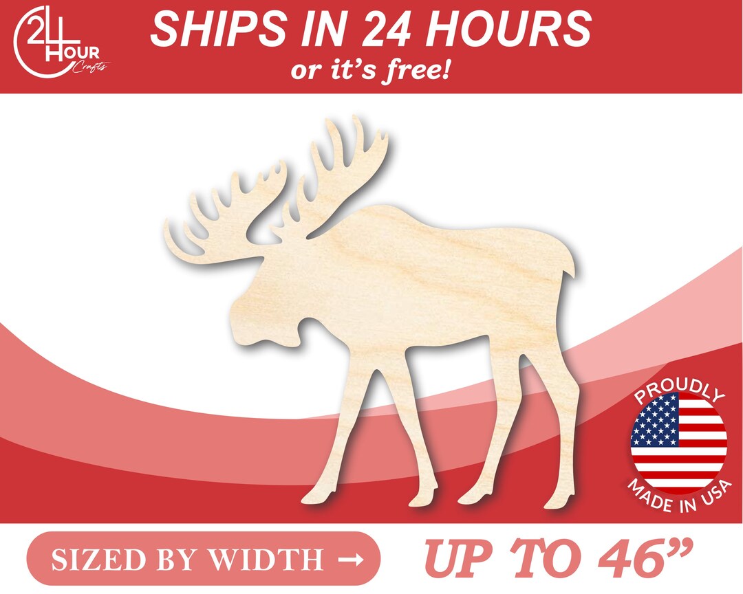 Unfinished Wooden Moose Shape - Animal - Craft - From 1" up to 46" DIY ...