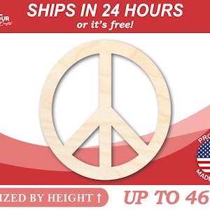 Unfinished Wooden Peace Symbol Shape - Craft - From 1" up to 46" DIY - Etsy