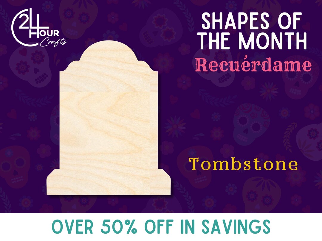 October Shape of the Month Tombstone Wood Cutout Recuérdame Unfinished ...