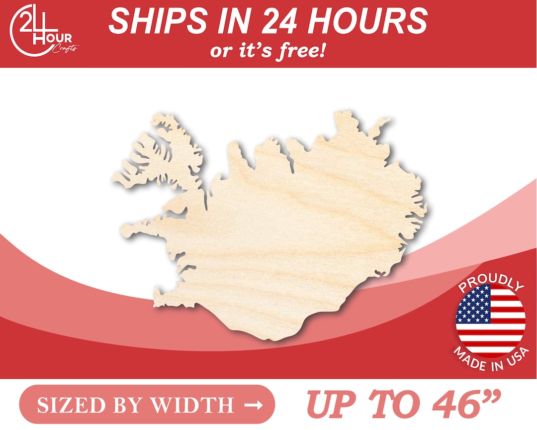 Unfinished Wooden Iceland Shape - Country - Craft - From 1" up to 46 ...