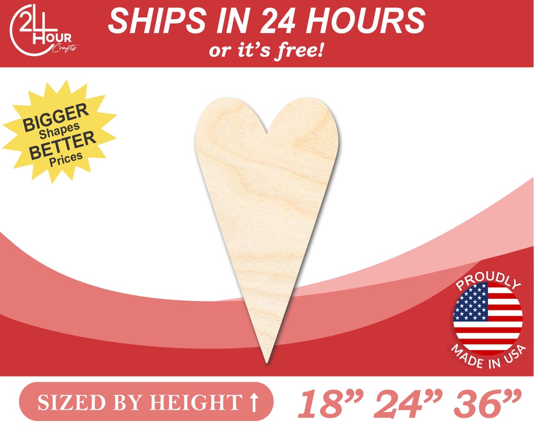 Bigger Better | Unfinished Wood Tall Classic Heart Shape | DIY Craft ...
