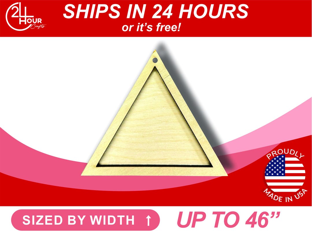 Unfinished Wood 2 Layer Triangle Shadowbox Shape | DIY Craft Cutout ...