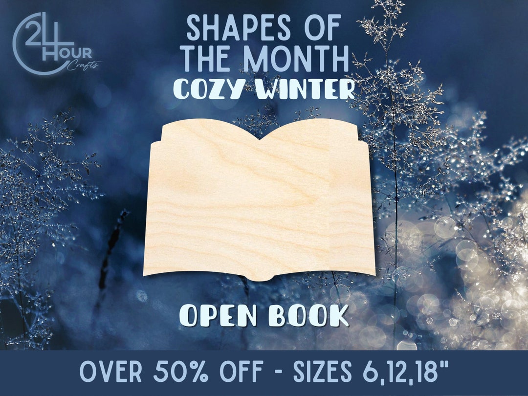 January Shape of the Month Open Book Wood Cutout Cozy Winter Unfinished ...