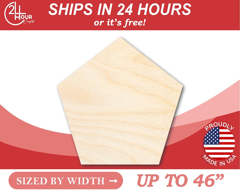Unfinished Wooden Pentagon Shape - Craft - From 1" up to 46" DIY - Etsy