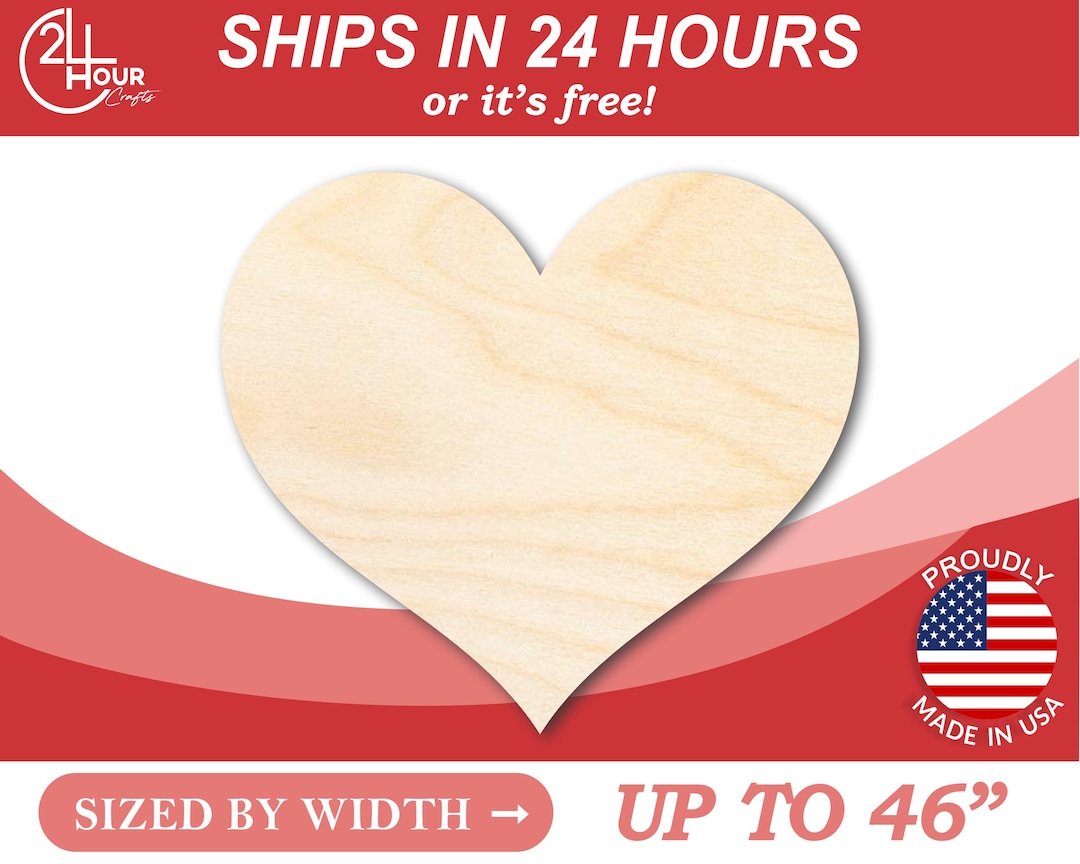Unfinished Wooden Round Classic Heart Shape From 1" up to 46" DIY ...