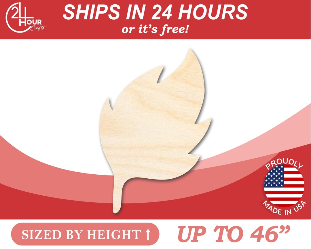Unfinished Wooden Earth Leaf Element Shape - Craft - From 1" up to 46 ...