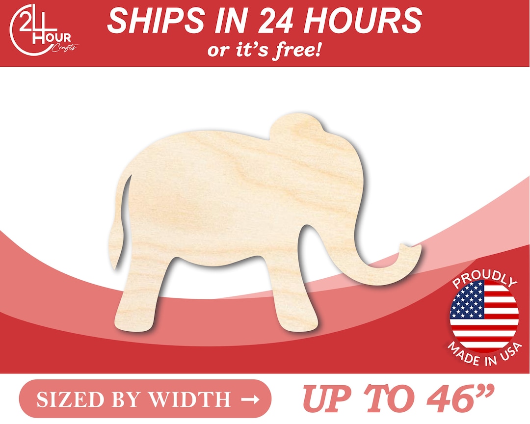Unfinished Wooden Simple Elephant Shape - Animal - Wildlife - Craft ...