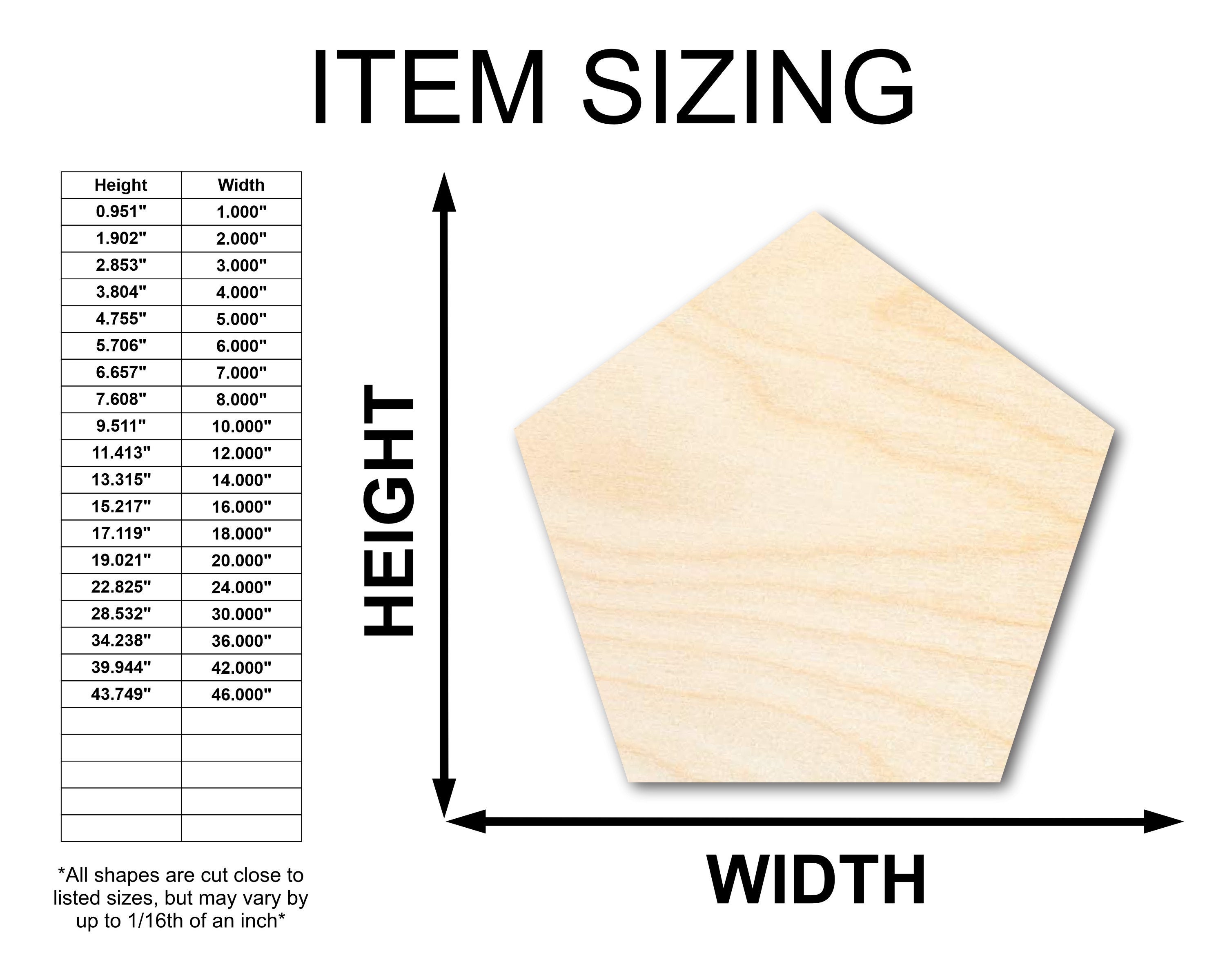 Unfinished Wooden Pentagon Shape - Craft - From 1" up to 46" DIY - Etsy