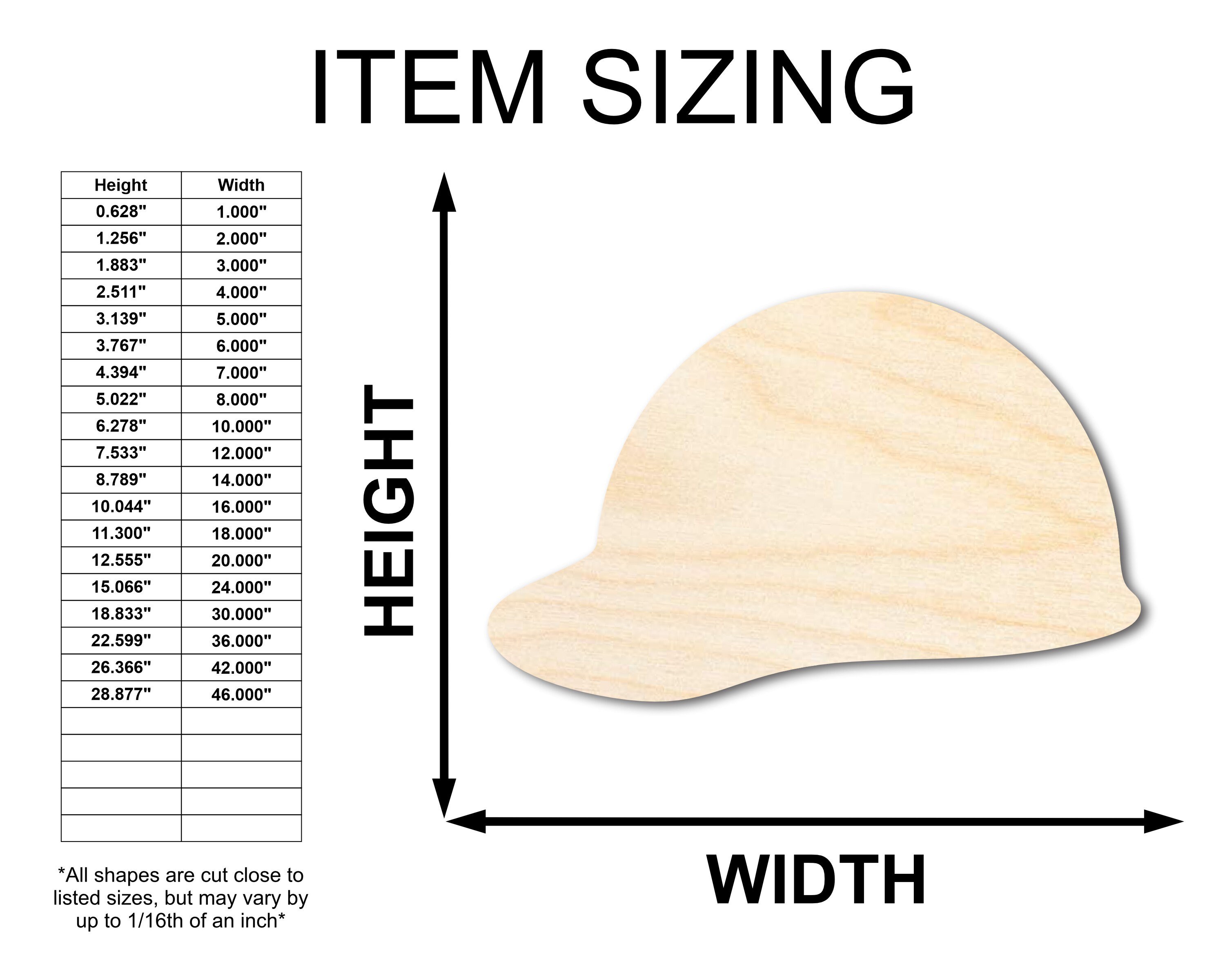 Unfinished Wooden Hard Hat Shape - Construction - Tool - Craft - From 1 ...