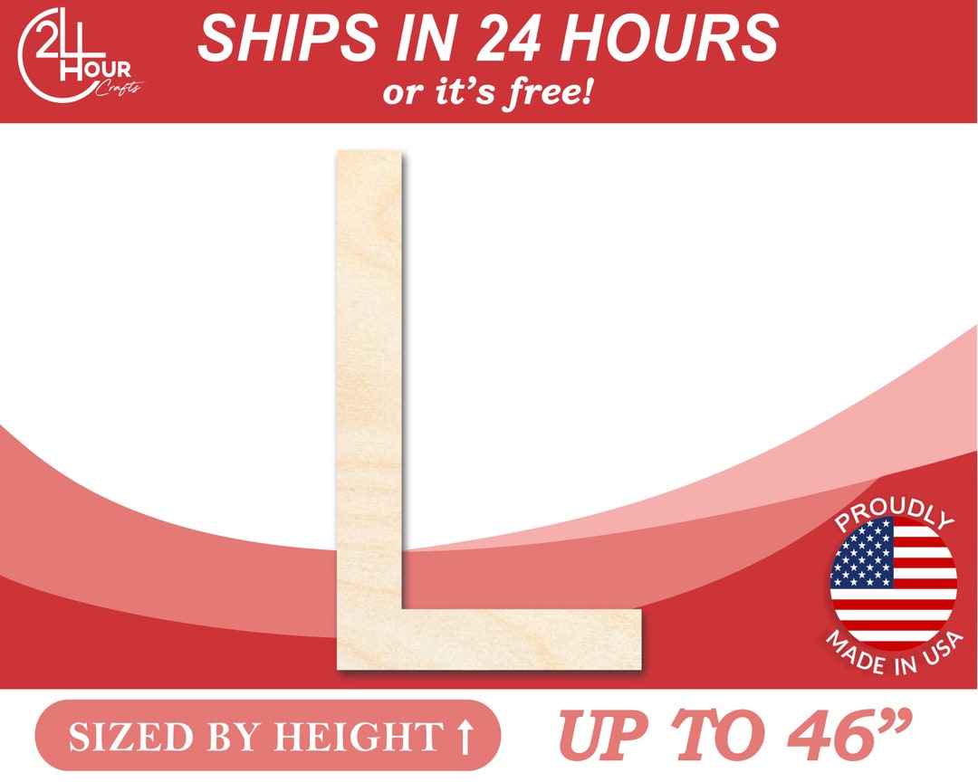 Unfinished Wooden Arial Letter L Shape - Craft - From 1" up to 46" DIY ...