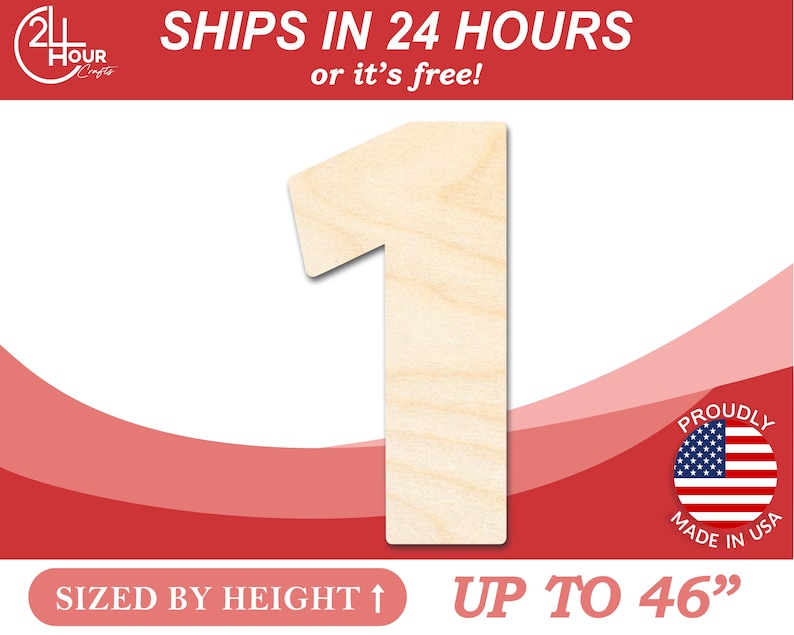 Unfinished Wooden Block Number 1 - Craft - From 1" up to 46" DIY - Etsy