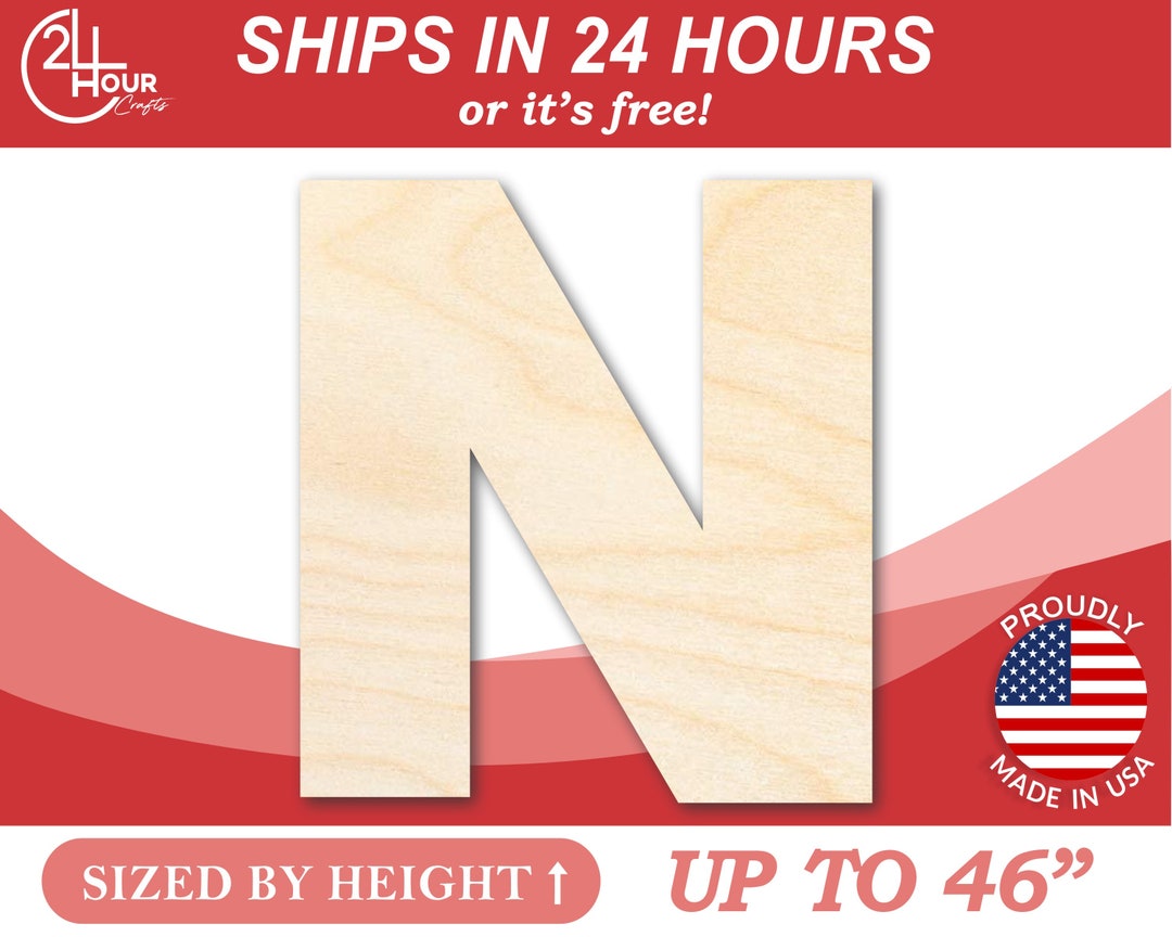 Unfinished Wooden Block Letter N - Craft - From 1" up to 46" DIY - Etsy