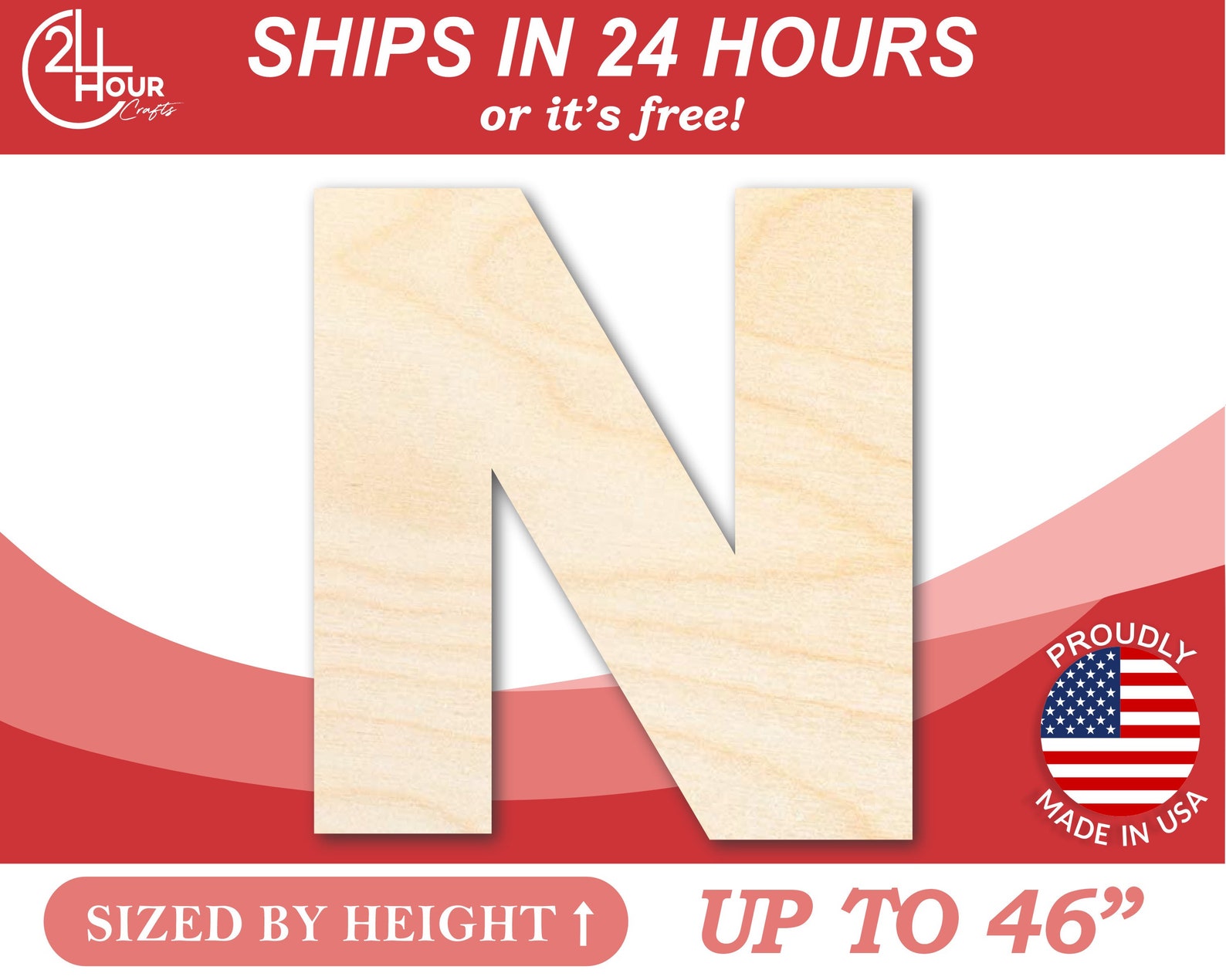 Unfinished Wooden Block Letter N - Craft - From 1" up to 46" DIY - Etsy