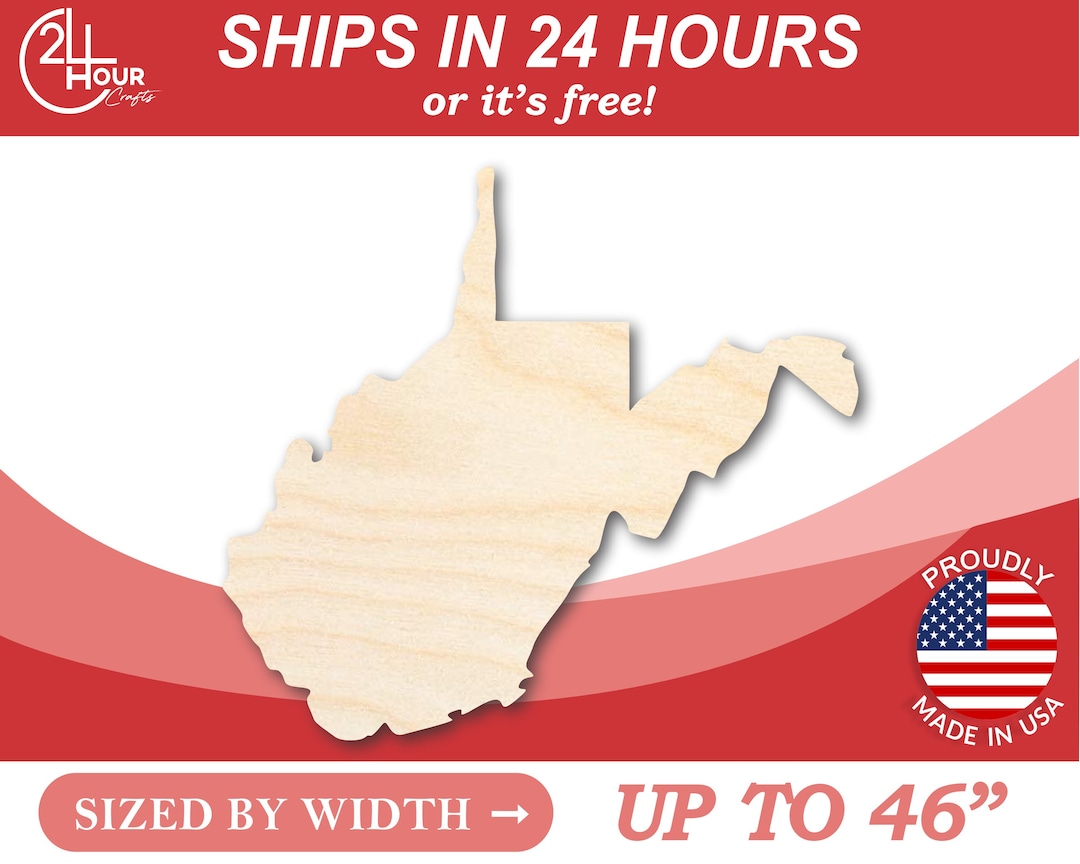 Unfinished Wooden West Virginia Shape - State - Craft - From 1" up to ...