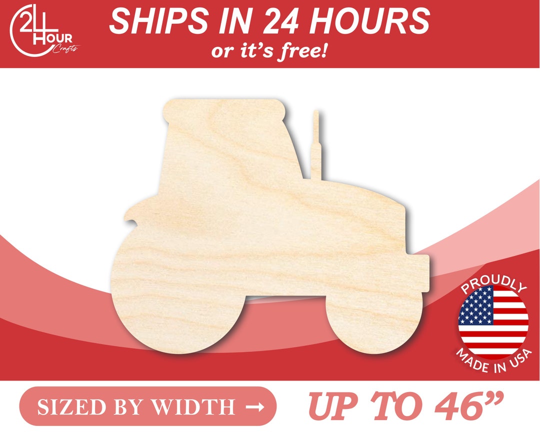 Unfinished Wooden Tractor Shape - Farm - Craft - From 1" up to 46" DIY ...