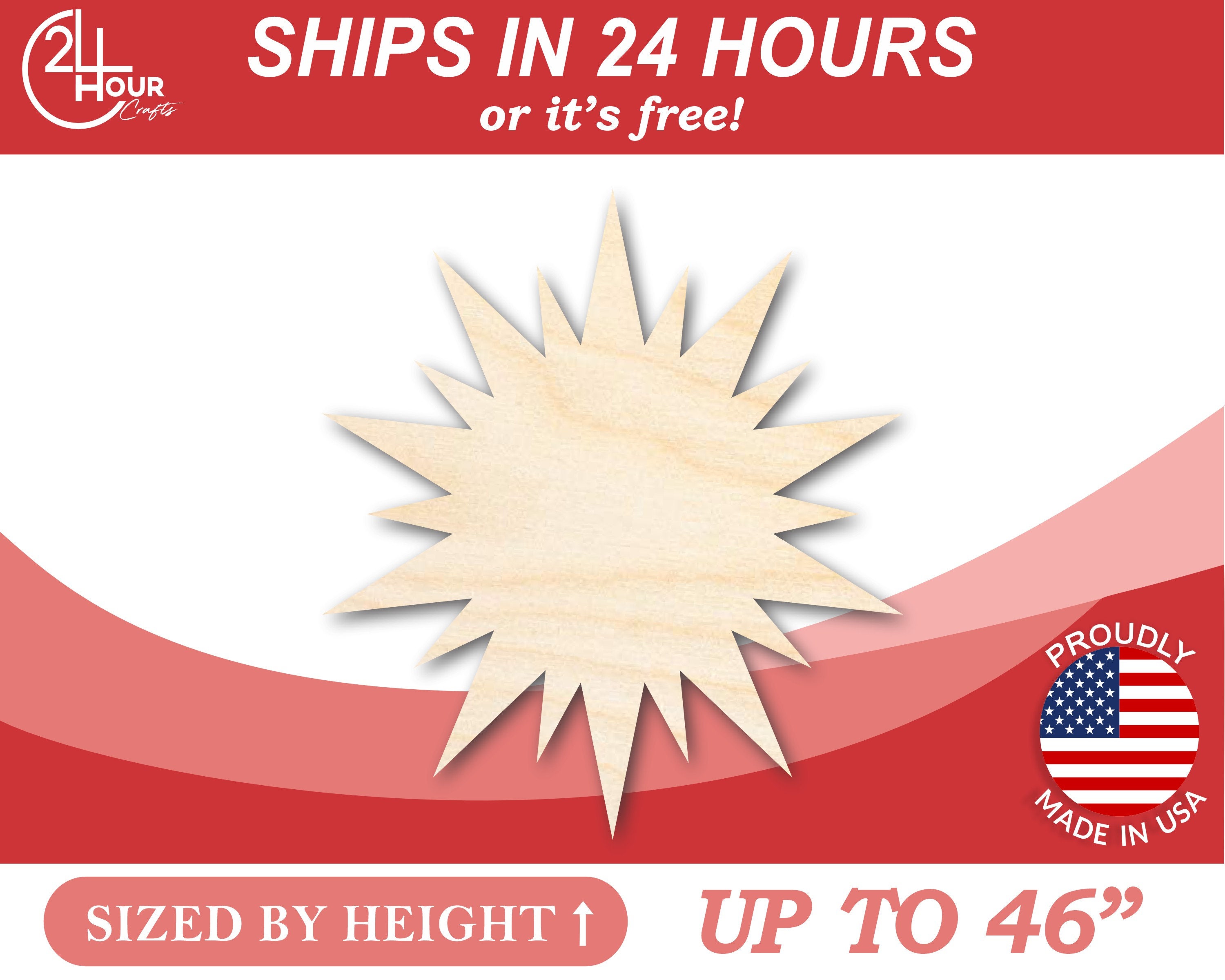 Unfinished Wooden Sun Star Shape - Space - Nursery - Craft - From 1" up ...