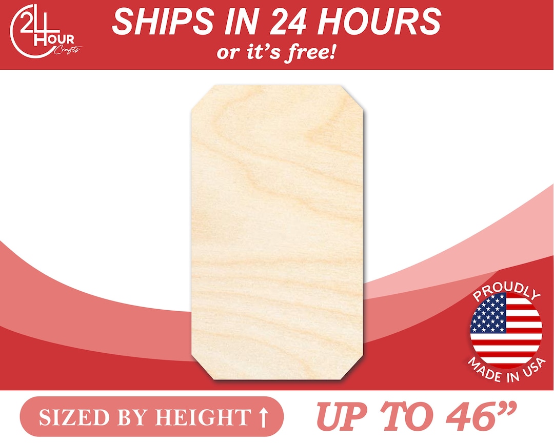 Unfinished Wooden Rectangle Gem Shape - Craft - From 1" up to 46" DIY ...