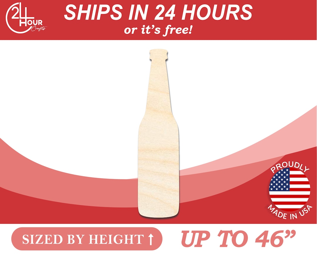 Unfinished Wooden Beer Soda Pop Bottle Shape - Bar Decor - Craft - From ...