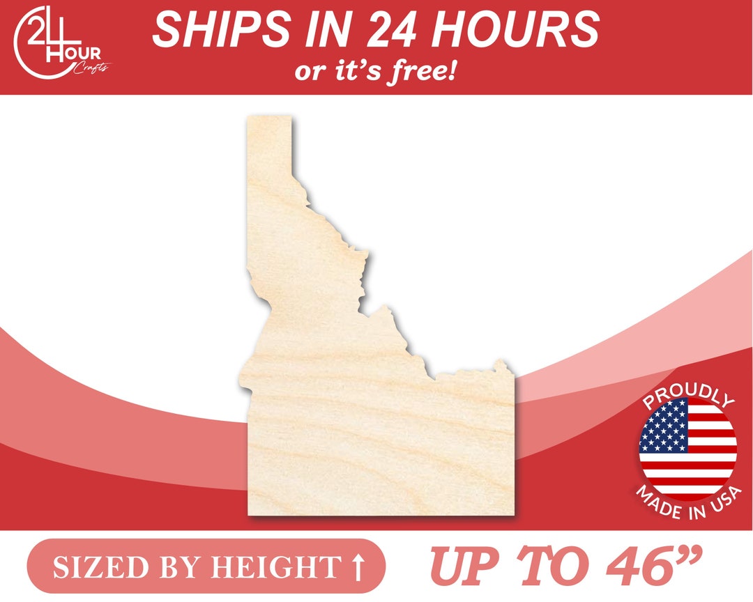 Unfinished Wooden Idaho Shape - State - Craft - From 1" up to 46" DIY ...