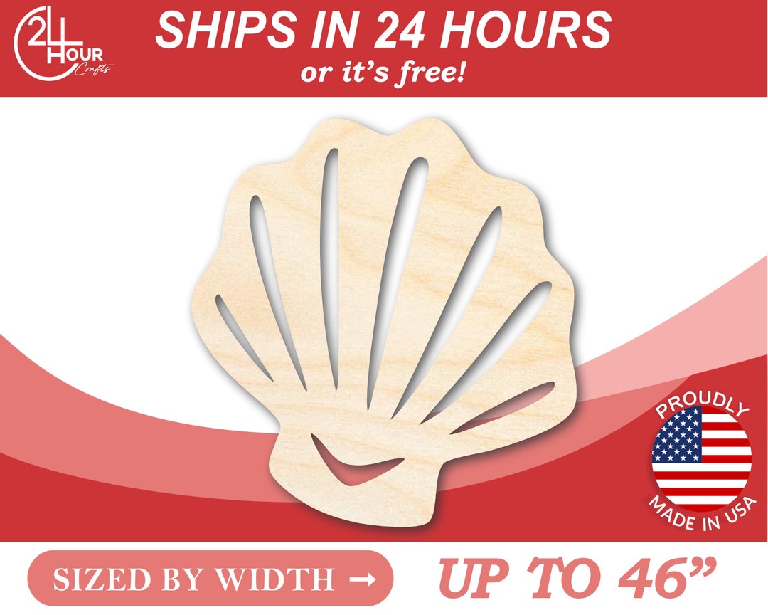 Unfinished Wood Sea Shell Shape | Ocean Beach Craft Cutout | From 1" up ...