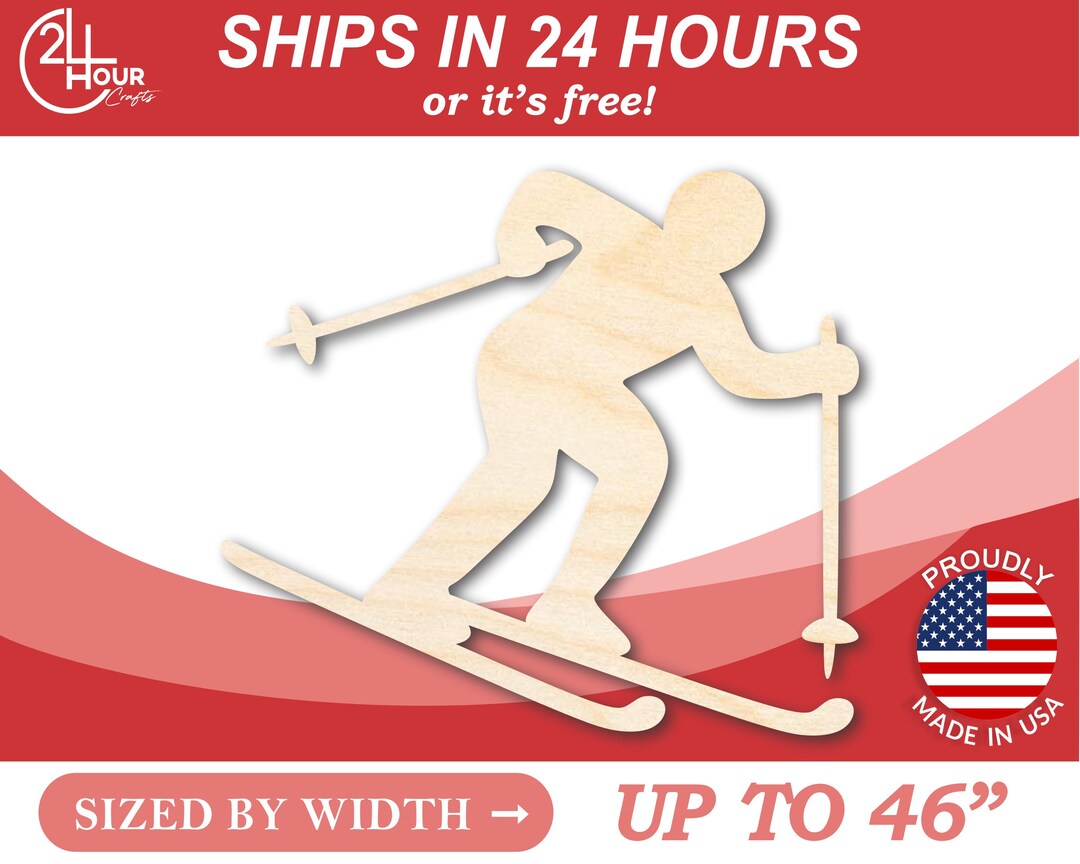 Unfinished Wooden Skier Shape - Winter Olympics - Craft - From 1" up to ...