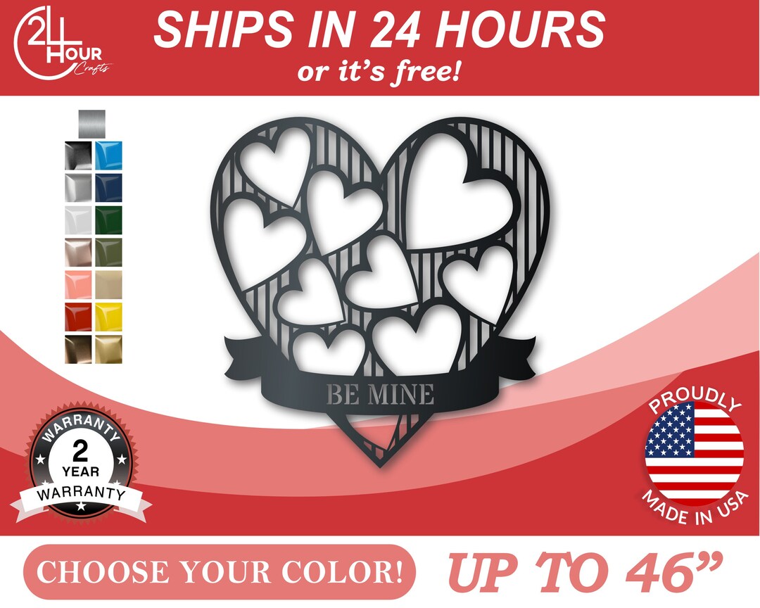 Custom Metal Heart of Hearts Wall Art | 14 Color Options | Valentine's ...
