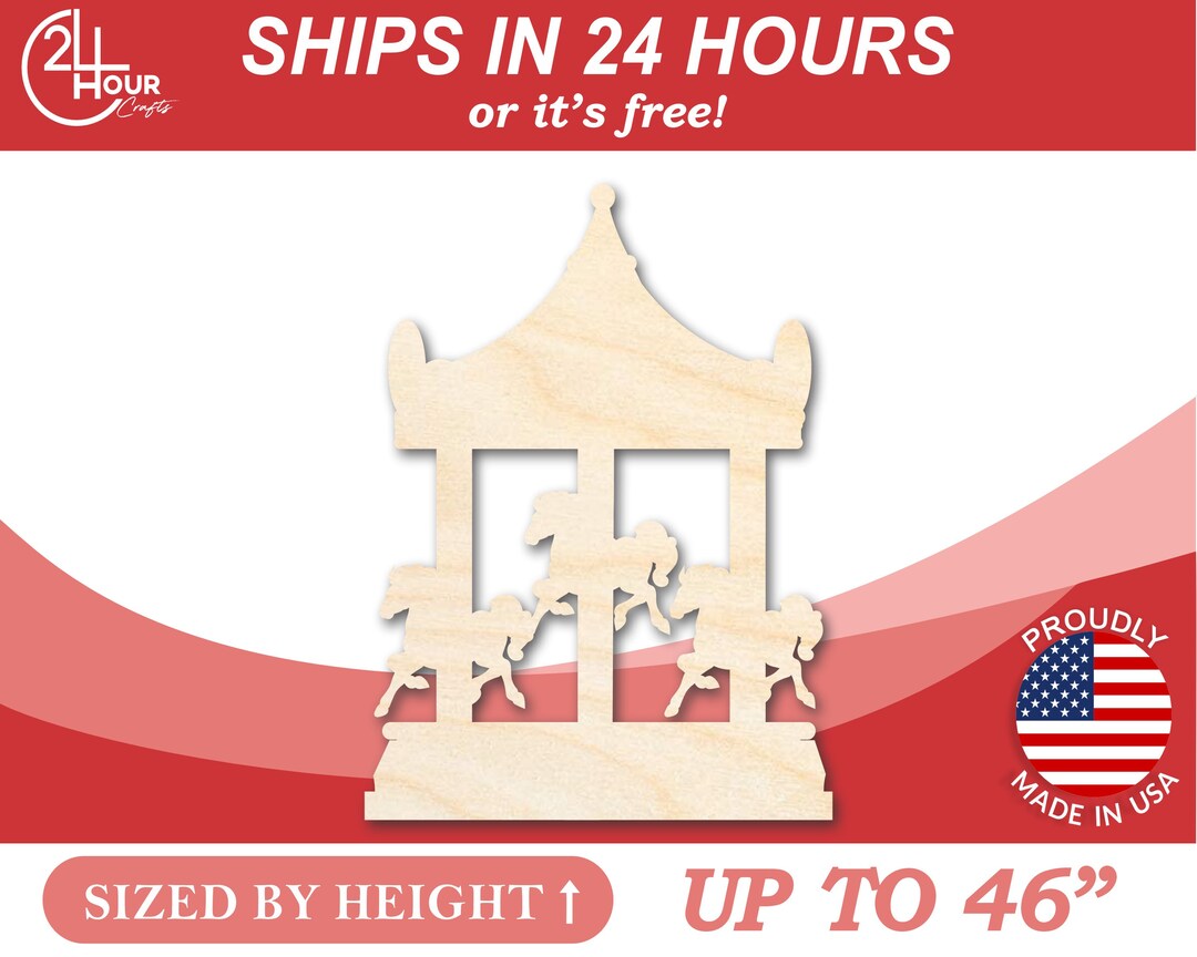 Unfinished Wood Merry-go-round Shape | Carousel Craft | Amusement Park ...