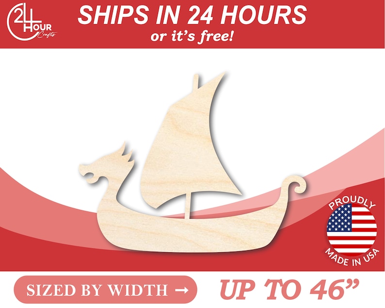 Unfinished Wooden Viking Ship Shape - Sailing - History - Craft - From ...