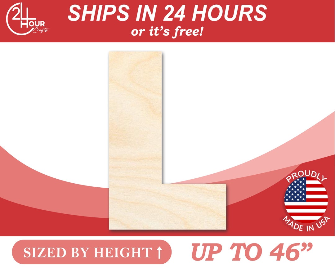 Unfinished Wooden Block Letter L - Craft - From 1" up to 46" DIY - Etsy