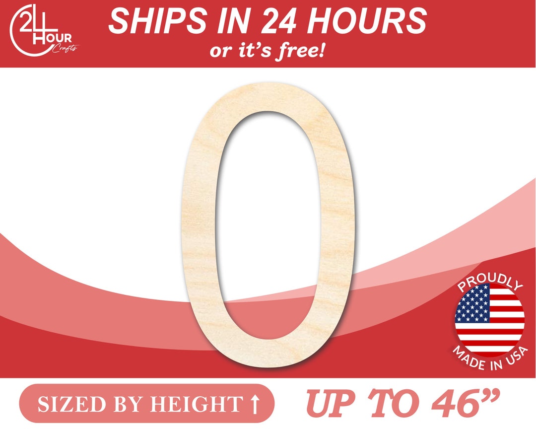 Unfinished Wooden Arial Number 0 Shape - Craft - From 1" up to 46" DIY ...